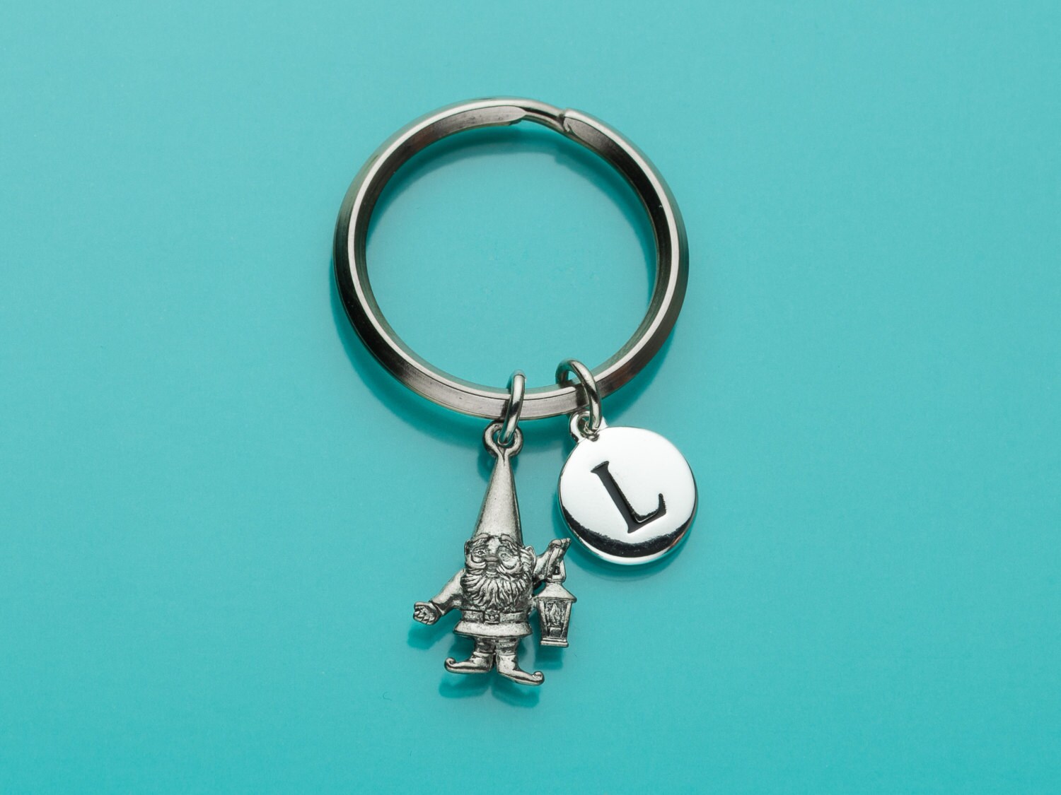 Gnome Keychain Gnome Key Ring Initial Keychain Personalized - Etsy