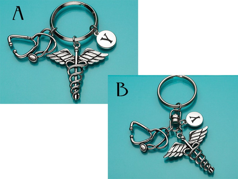 Doctor's Keychain Caduceus Keychain Stethoscope Key - Etsy