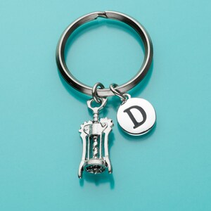 Corkscrew Keychain, Corkscrew Key Ring, Wine Accessories, Initial ...