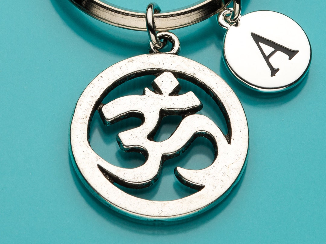 Om Keychain, Om Key Ring, Meditation Charm, Yoga Charm, Initial ...