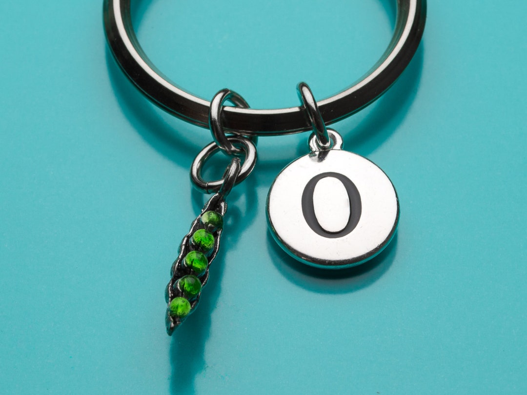 Pea Pod Keychain, Pea Pod Key Ring, Hand Painted Pea Pod, Initial ...