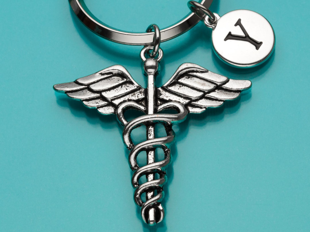 Caduceus Keychain, Lg Caduceus Key Ring, Doctor's Keychain, Medical ...