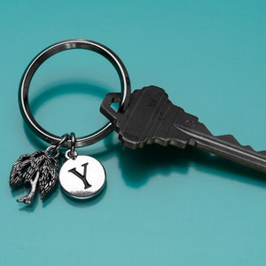 Weeping Willow Keychain, Willow Tree Key Chain, Tree Key Ring, Initial ...