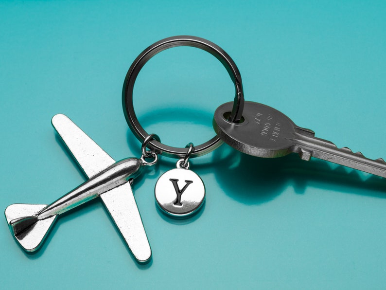 Airplane Keychain Airplane Key Ring Large Plane Initial - Etsy