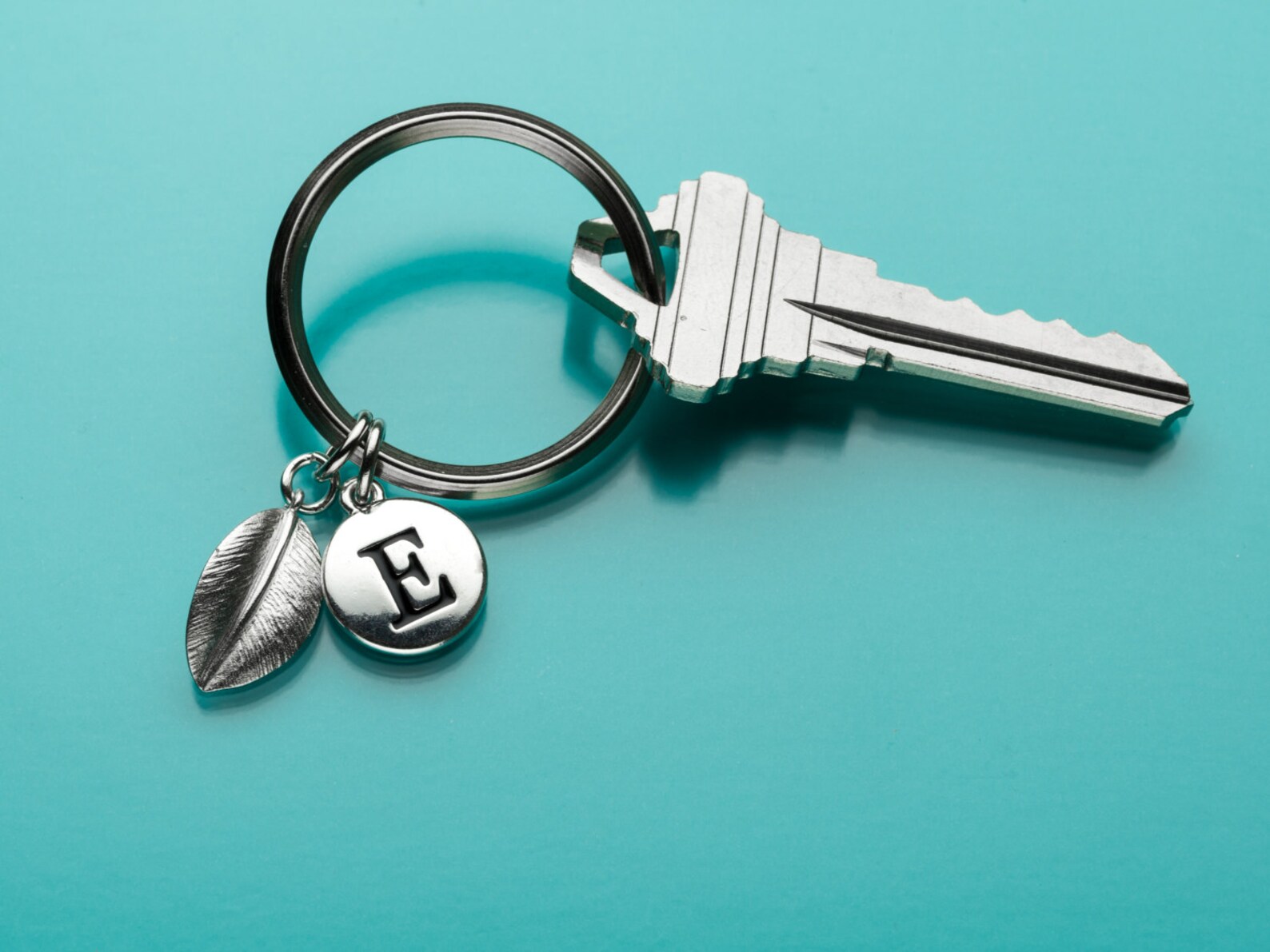 Veined Leaf Keychain Leaf Key Ring Initial Keychain - Etsy