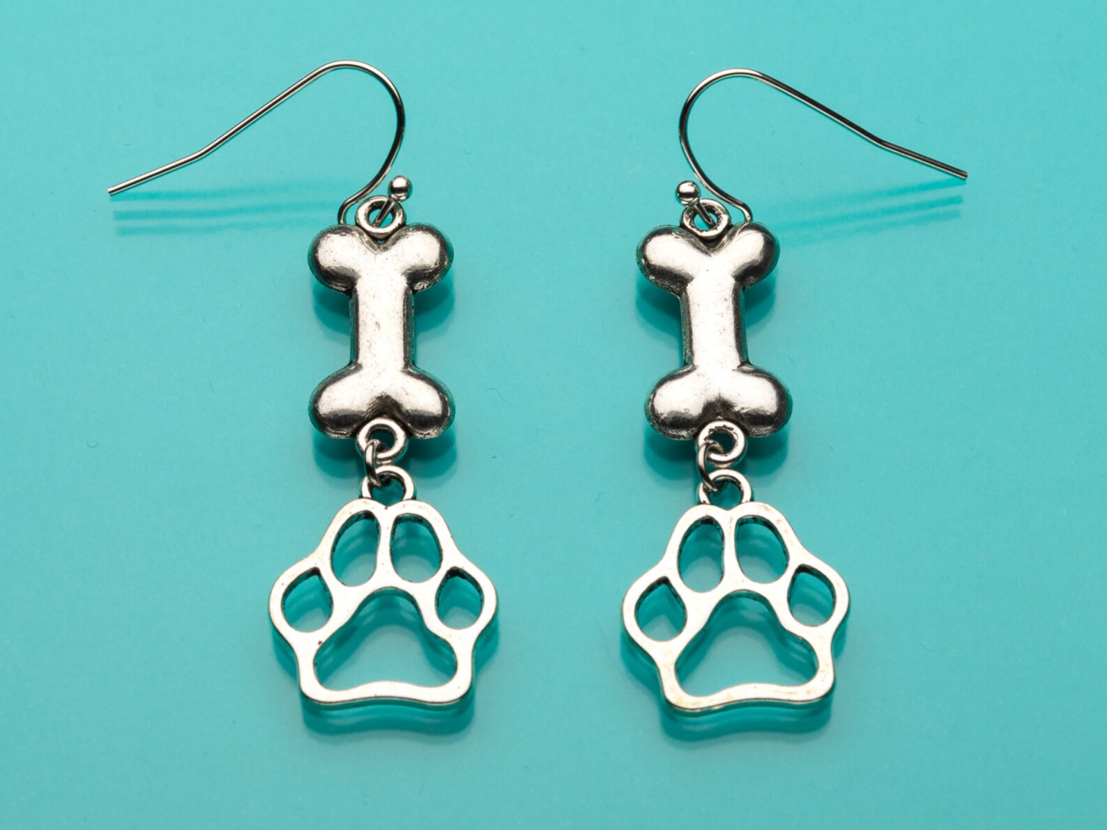 Dog Paw Print Earrings Dog Bone Earrings Animal Earrings - Etsy