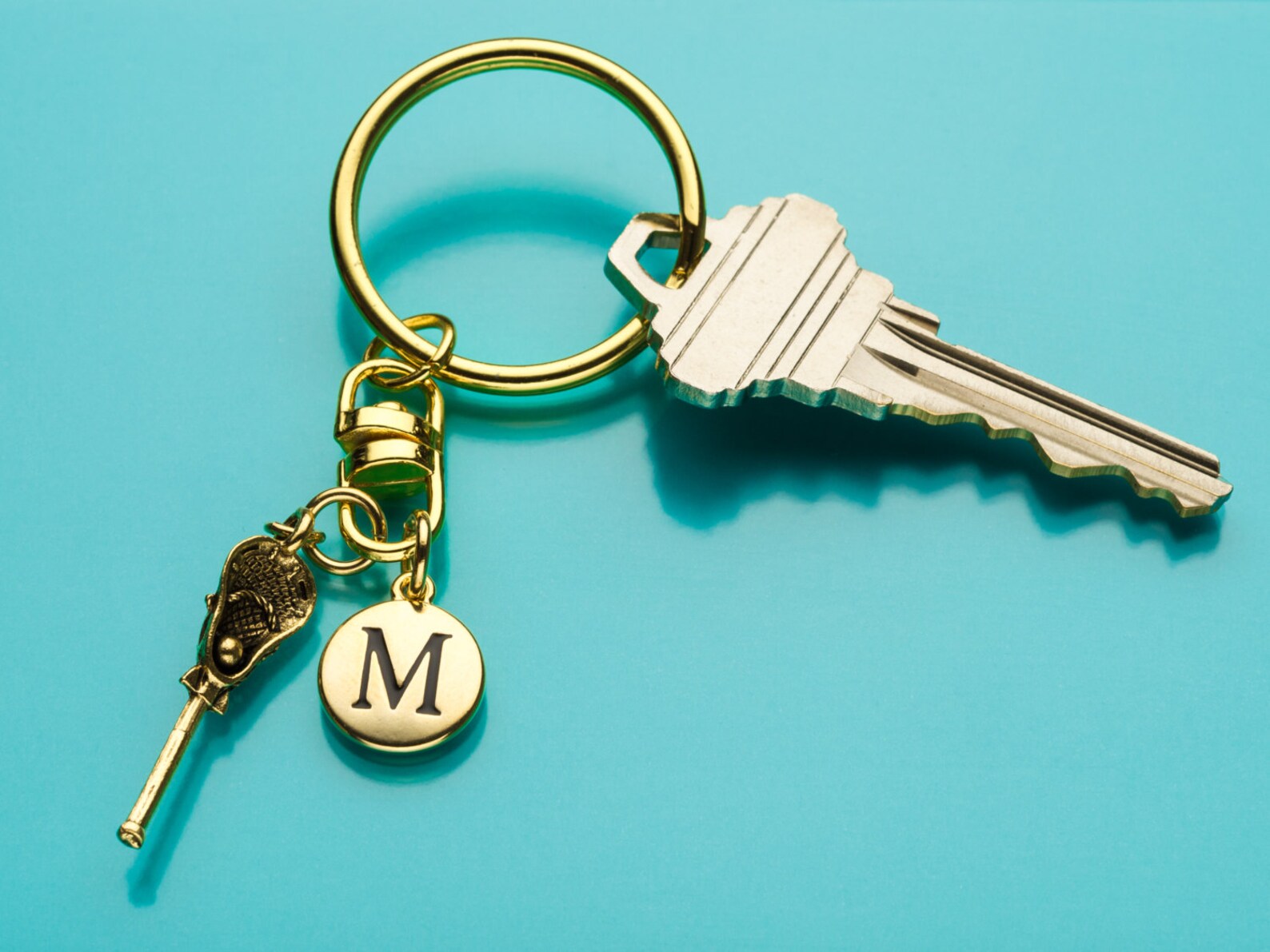 Lacrosse Stick Keychain Gold Lacrosse Key Ring Initial | Etsy