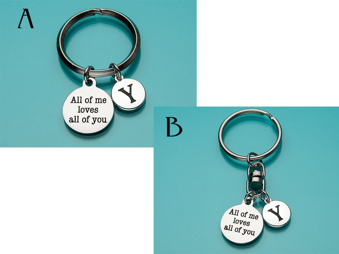 All of Me Loves All of You Keychain, Love You Key Ring, Romantic Gift, Personalized Keychain ...
