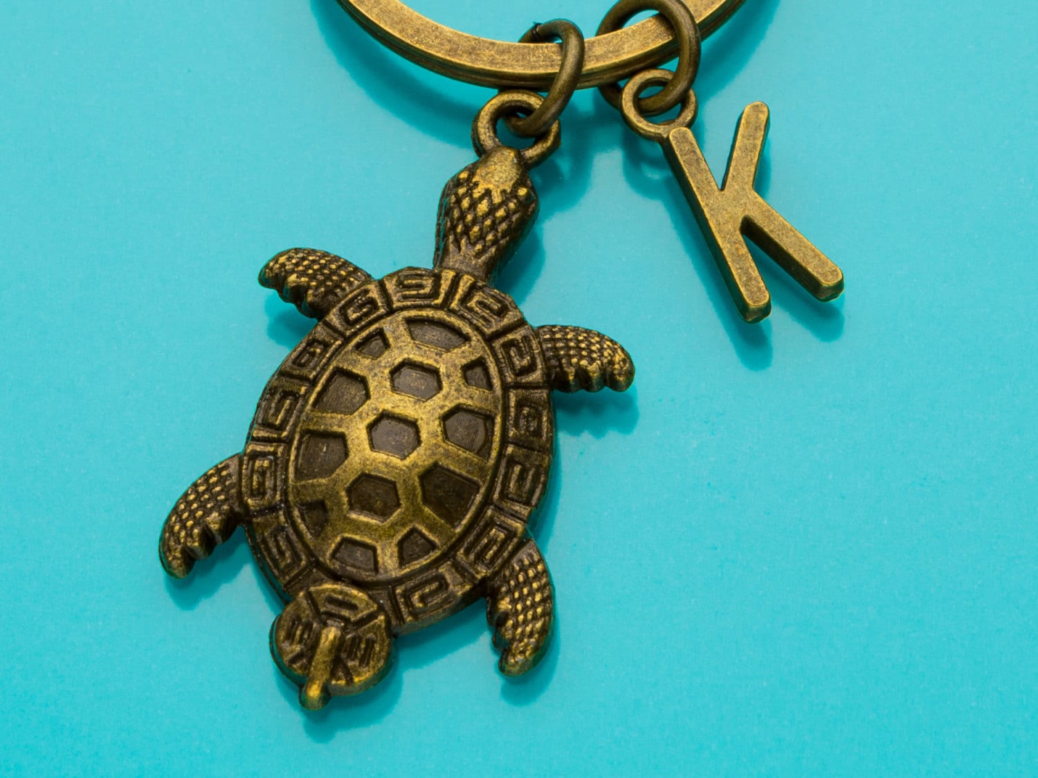 Turtle Keychain Bronze Turtle Key Ring Tortoise Animal | Etsy