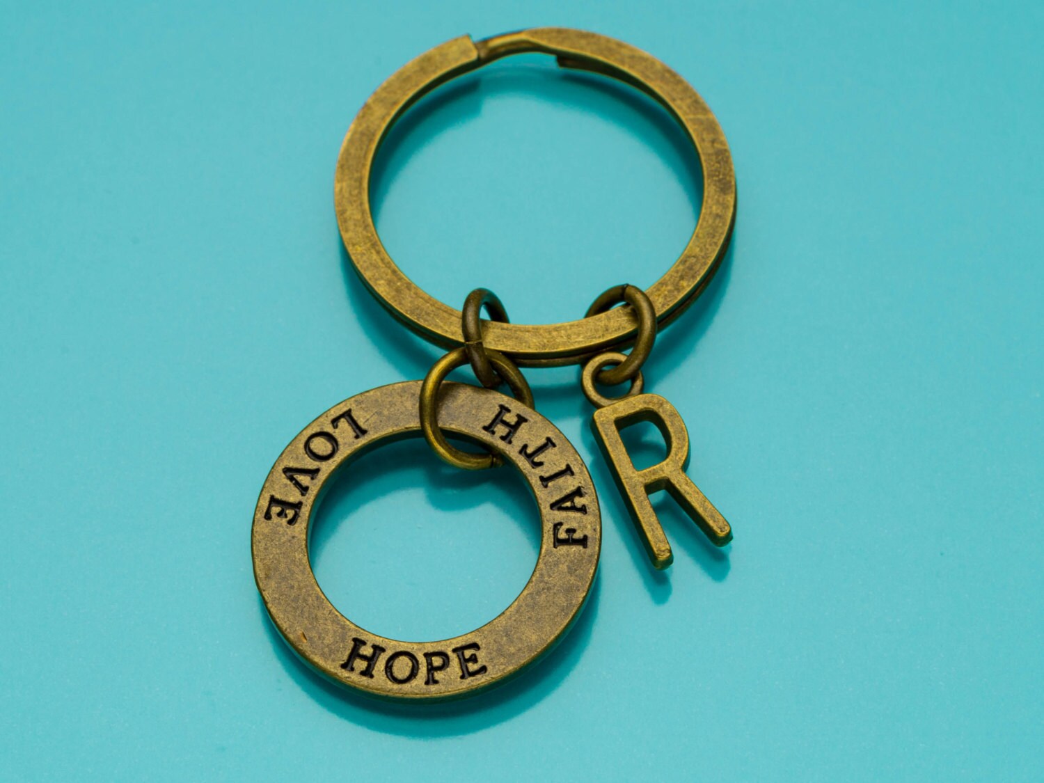 Faith Hope Love Keychain Bronze Faith Hope Love Key Ring - Etsy