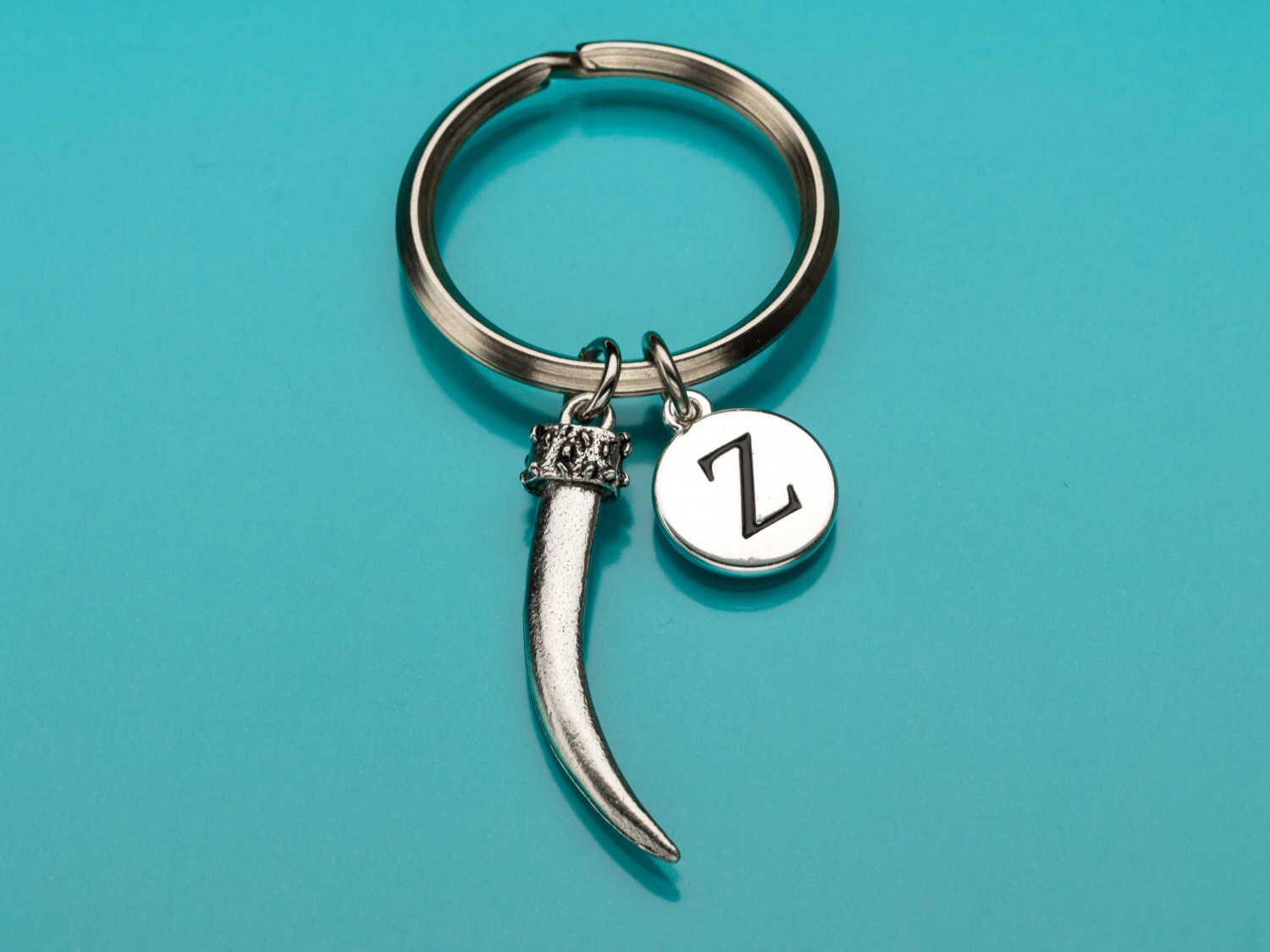 Elephant Tusk Keychain, Tusk Key Chain, Tusk Charm Key Ring, Initial ...