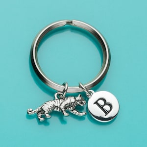Tiger Keychain, Tiger Key Ring, Jungle Animal Charm, Initial Keychain ...