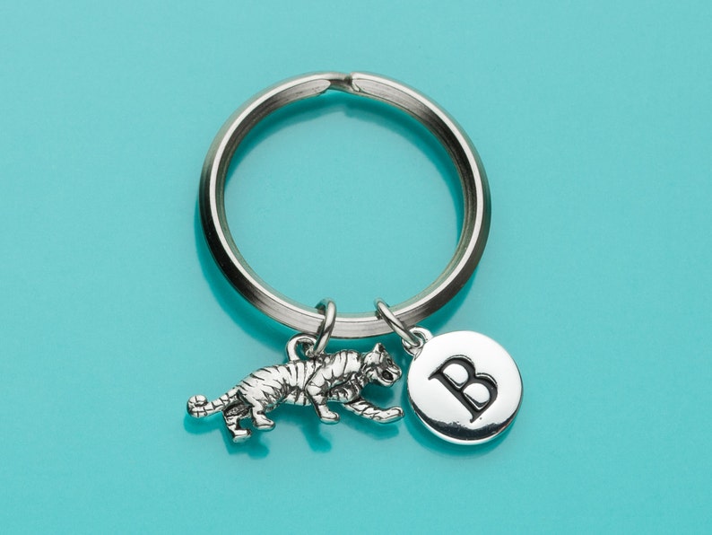 Tiger Keychain Tiger Key Ring Jungle Animal Charm Initial - Etsy