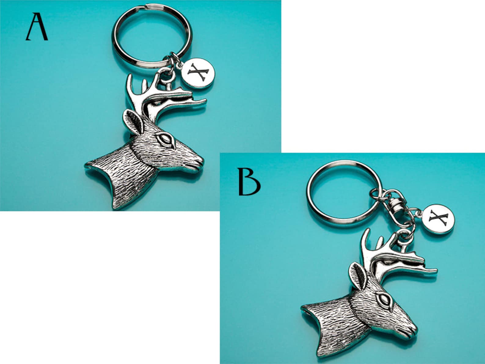 Deer Head Keychain Deer Key Ring Deer Antlers Keychain | Etsy