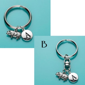 Pig Keychain, Potbelly Pig, Pig Key Ring, Farm Animal Charm, Initial ...