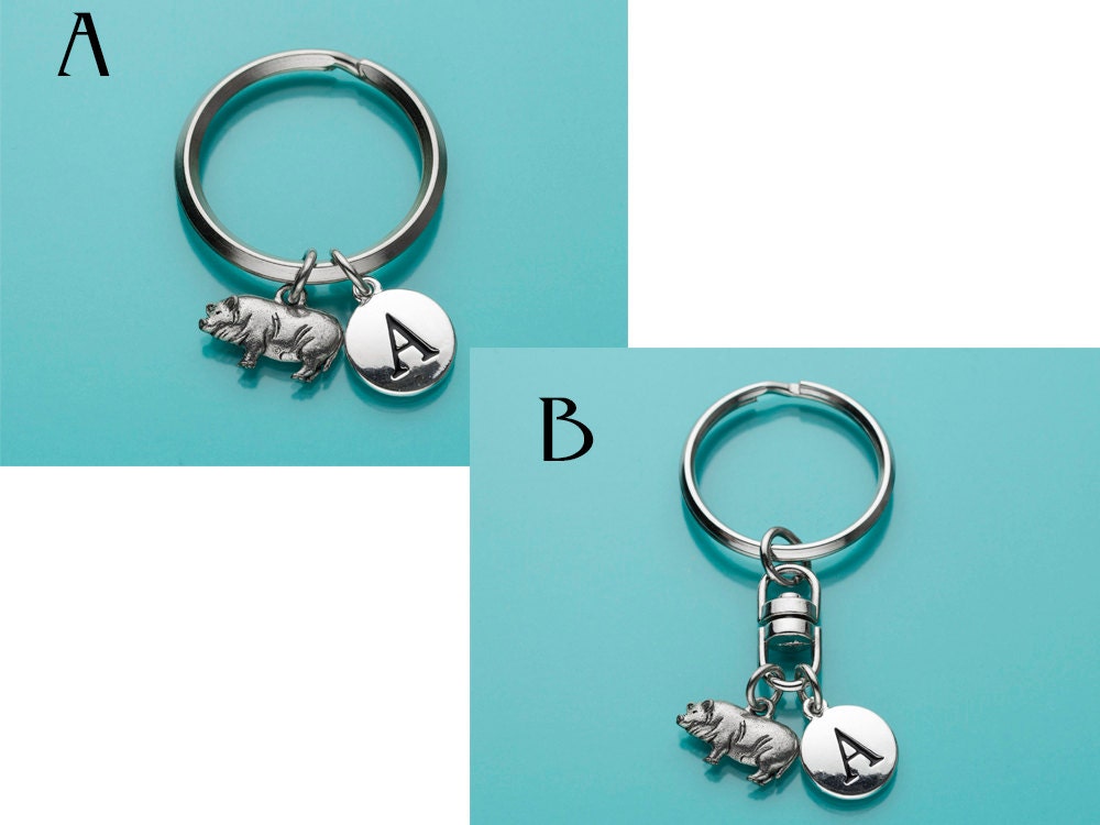 Pig Keychain Potbelly Pig Pig Key Ring Farm Animal Charm | Etsy