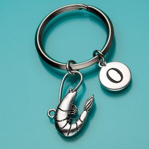 Shrimp Keychain, Shrimp Key Ring, Large Prawn, Sea Creature, Initial ...