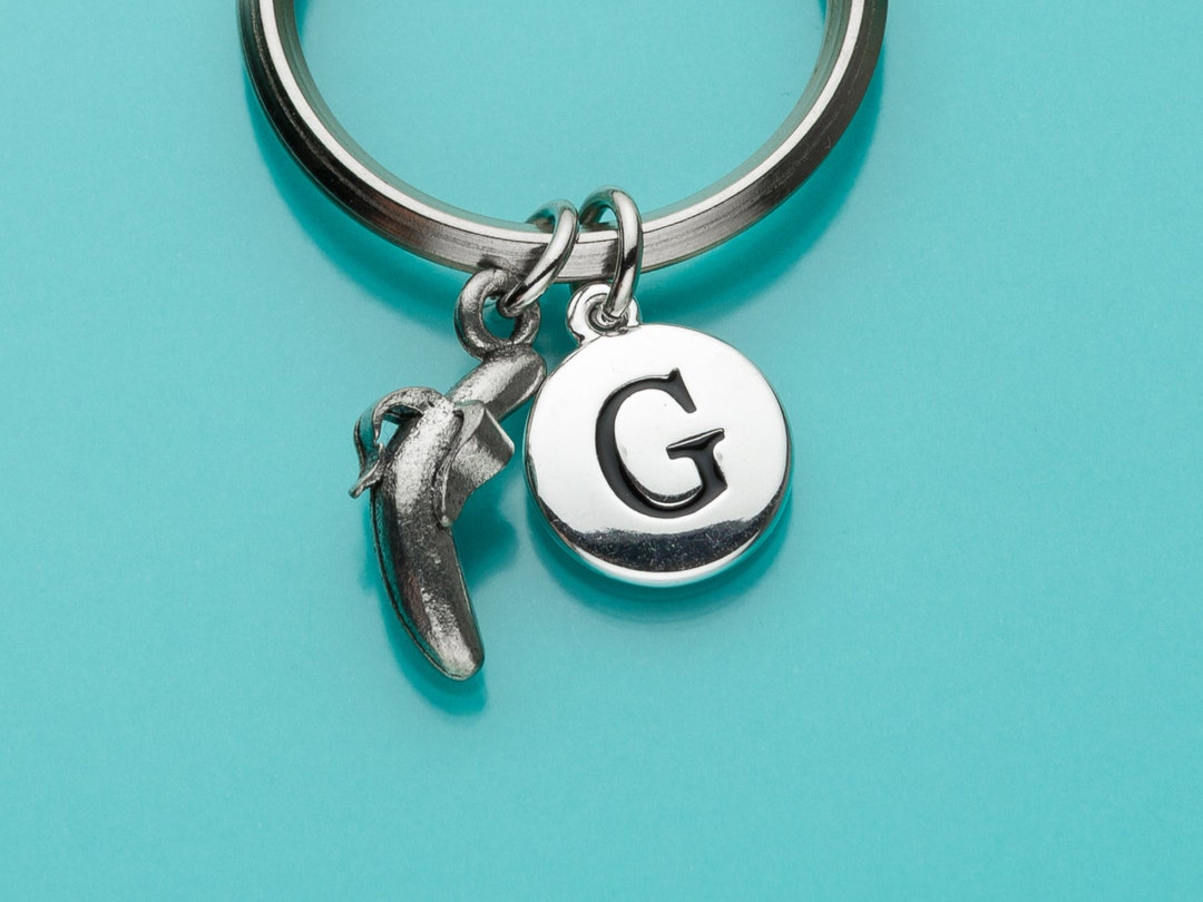 Banana Keychain, Banana Key Ring, Initial Keychain, Personalized ...