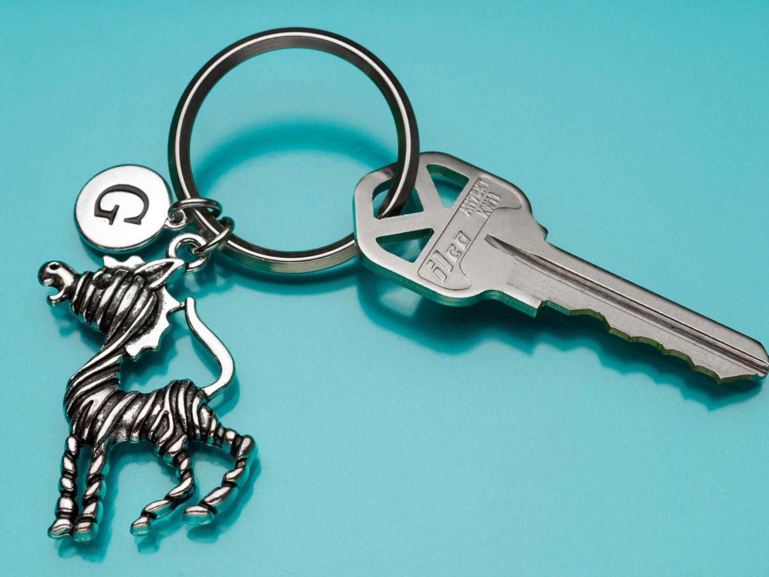 Zebra Keychain Cute Zebra Key Ring Animal Charm Initial | Etsy