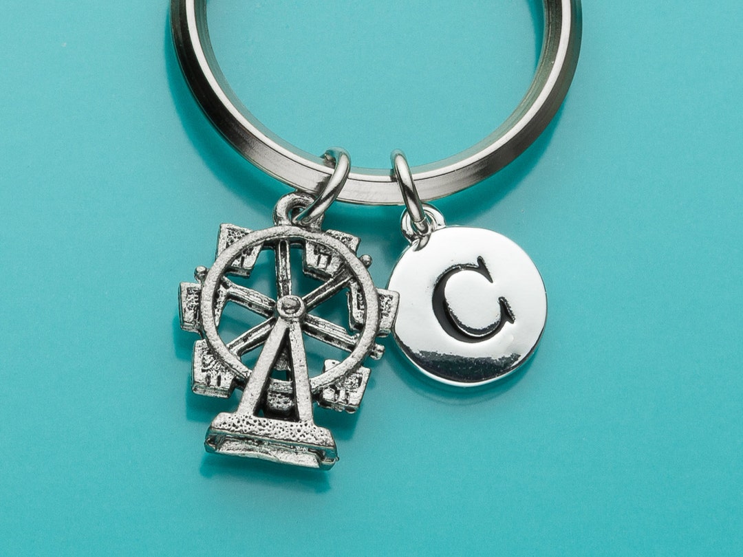 Ferris Wheel Keychain, Ferris Wheel Key Ring, Initial Keychain ...