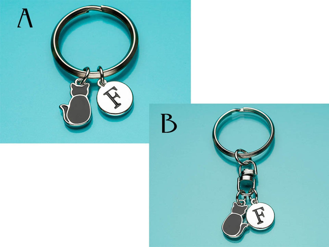 Black Cat Keychain Black Cat Key Ring Black Enamel Cat Back - Etsy ...