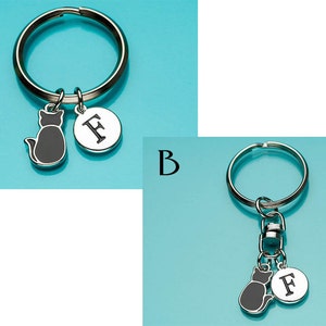 Black Cat Keychain, Black Cat Key Ring, Black Enamel Cat Back, Cat ...