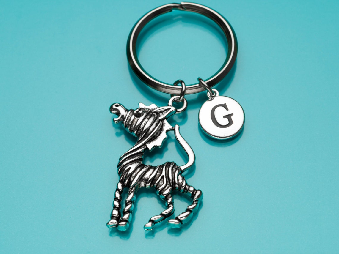Zebra Keychain, Cute Zebra Key Ring, Animal Charm, Initial Keychain ...