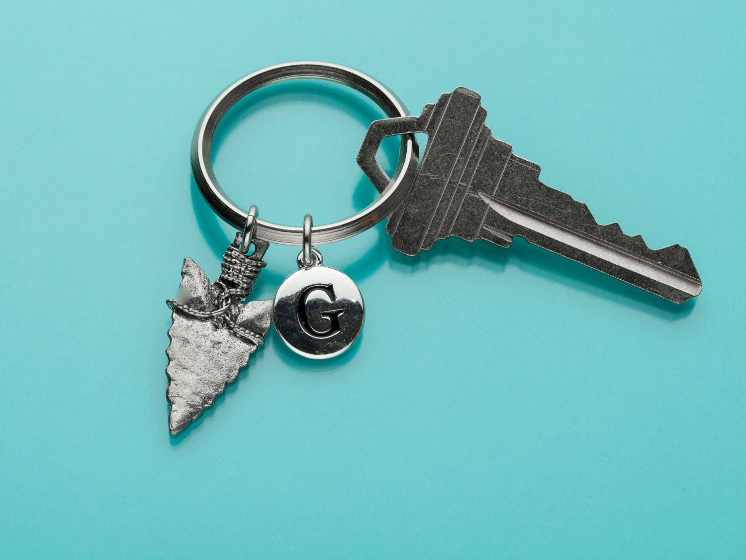 Arrowhead Keychain Arrowhead Key Ring Initial Keychain - Etsy