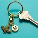 Queen Bee Keychain, Gold Queen Bee Key Ring, Bumble Bee Charm, Initial ...
