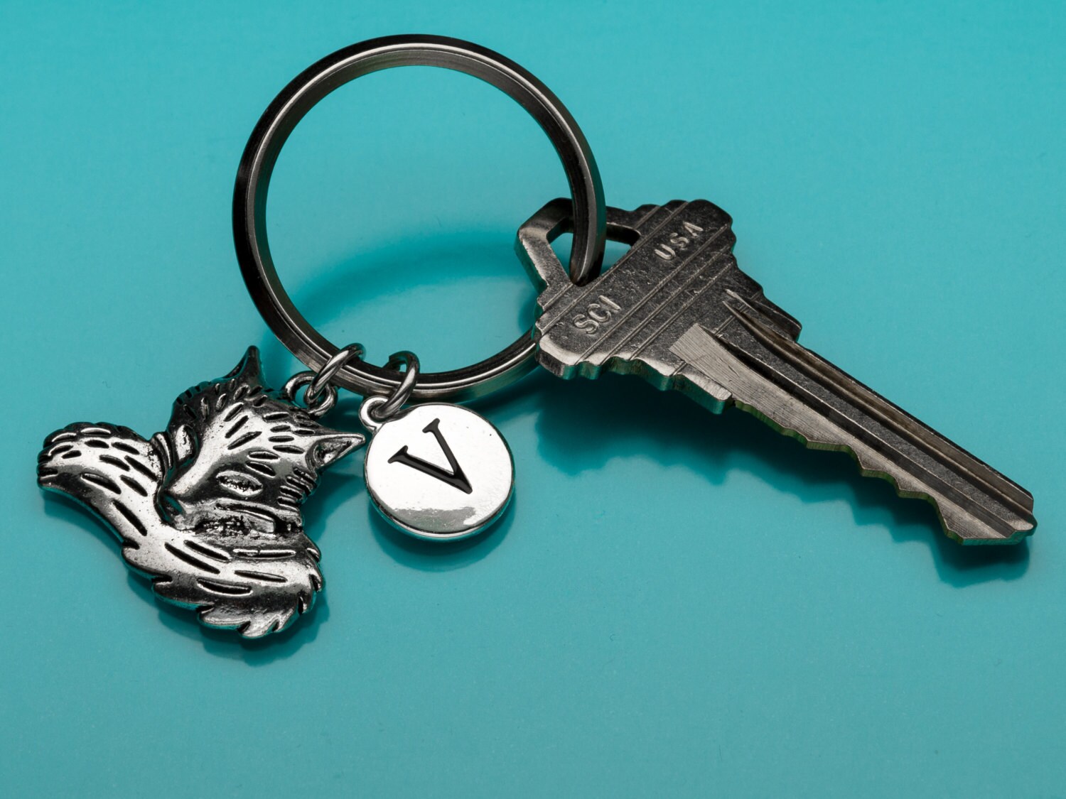 Silver Fox Keychain Fox Key Ring Fox Key Chain Animal - Etsy
