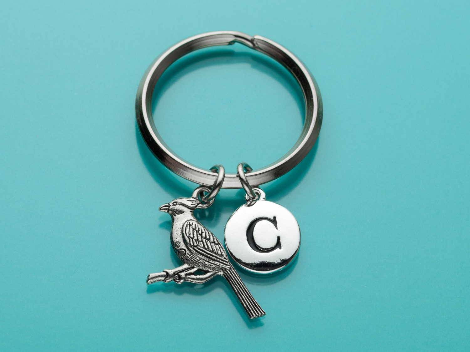 Cardinal Keychain Cardinal Key Ring Bird Keychain Initial - Etsy