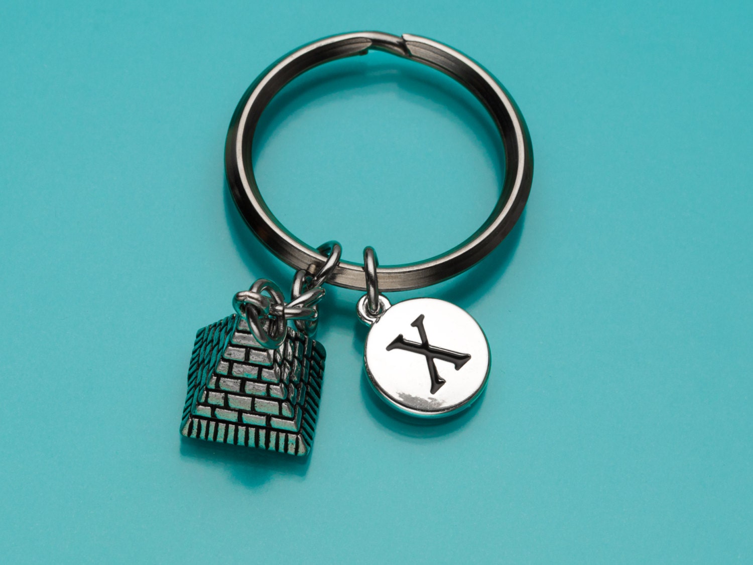 Pyramid Keychain Egyptian Pyramid Key Ring Initial Keychain | Etsy