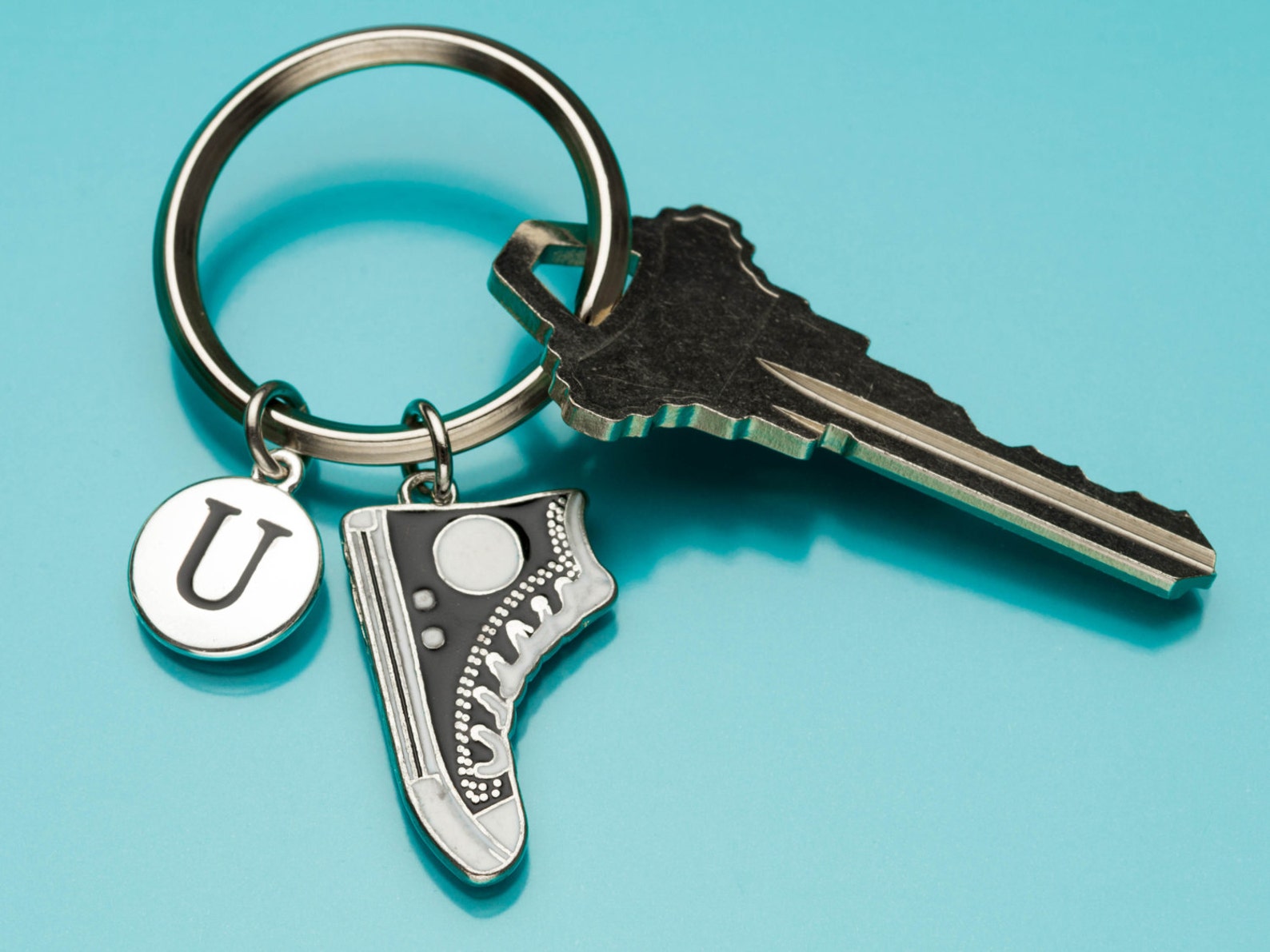 High Tops Keychain, Converse Sneakers Key Ring, Black Basketball Shoes ...