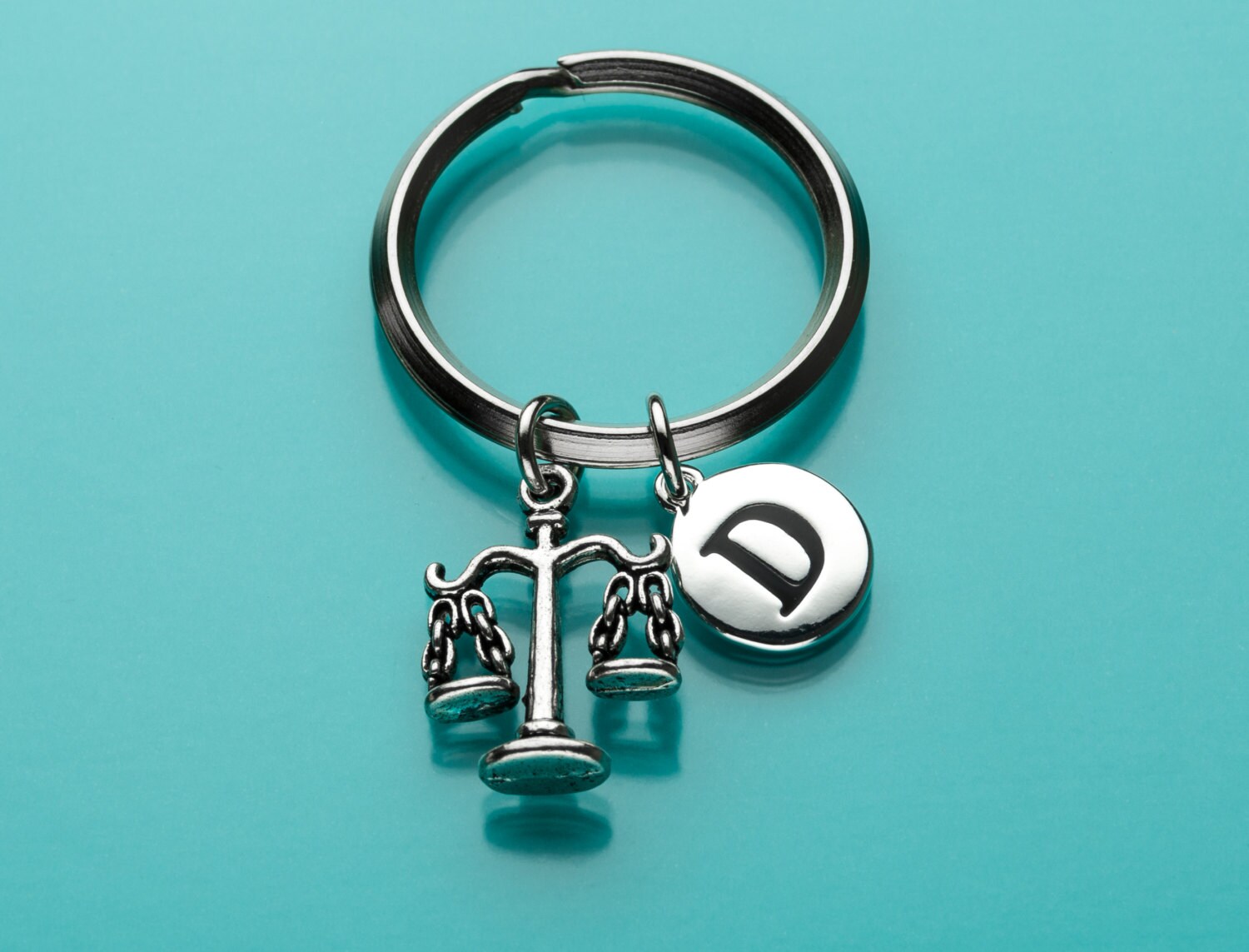 Scales Keychain Scales Key Ring Balance Charm Initial | Etsy