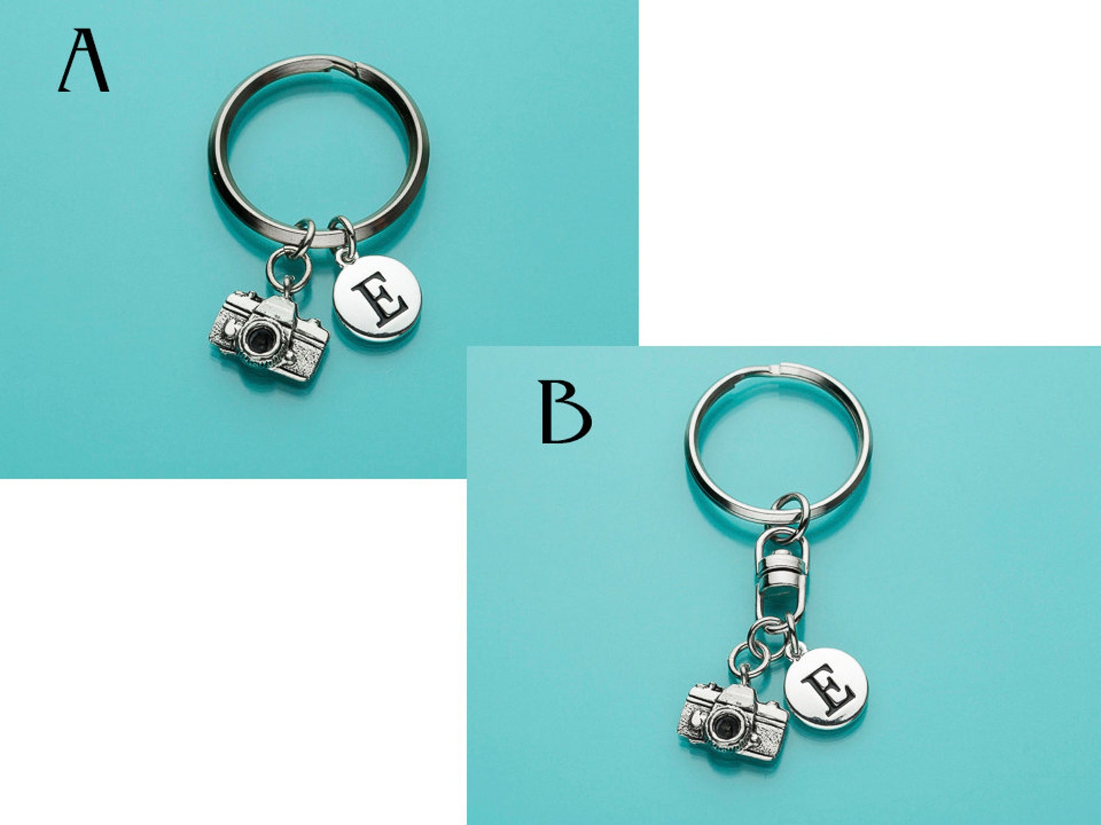 Camera Keychain Camera Key Ring Photography Charm Initial | Etsy