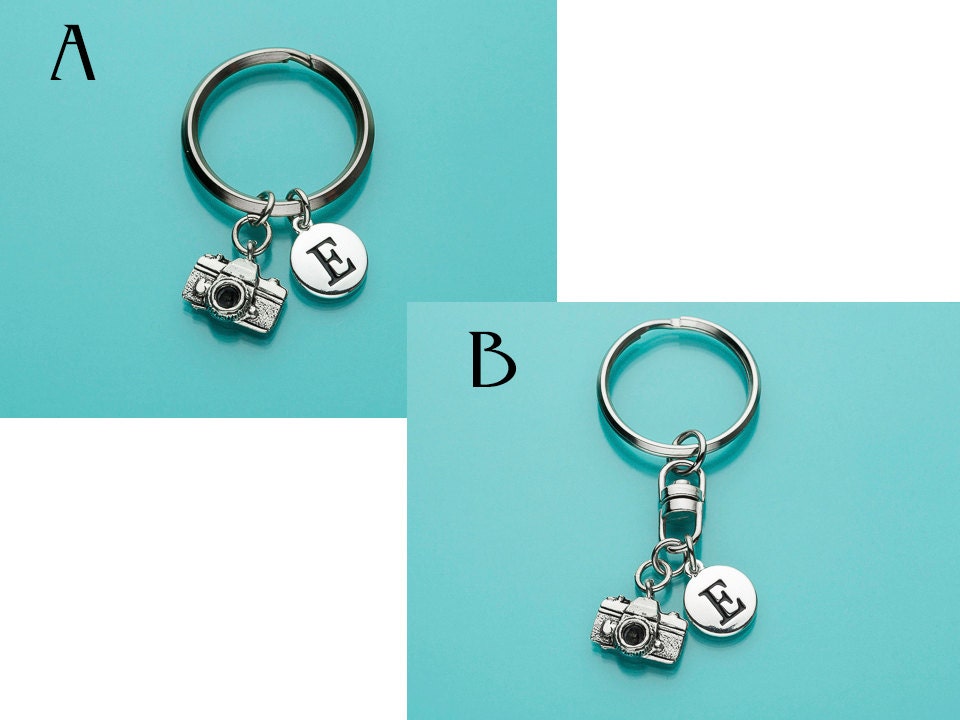 Camera Keychain Camera Key Ring Photography Charm Initial | Etsy