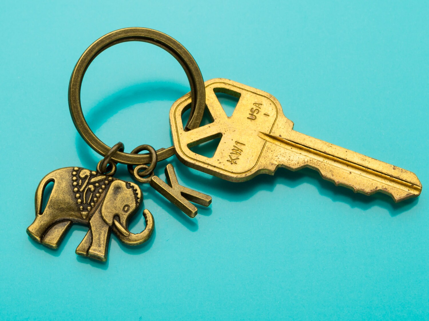 Elephant Keychain Bronze Elephant Key Ring Animal Charm - Etsy