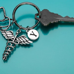 Doctor's Keychain, Caduceus Keychain, Stethoscope Key Ring, Medical ...