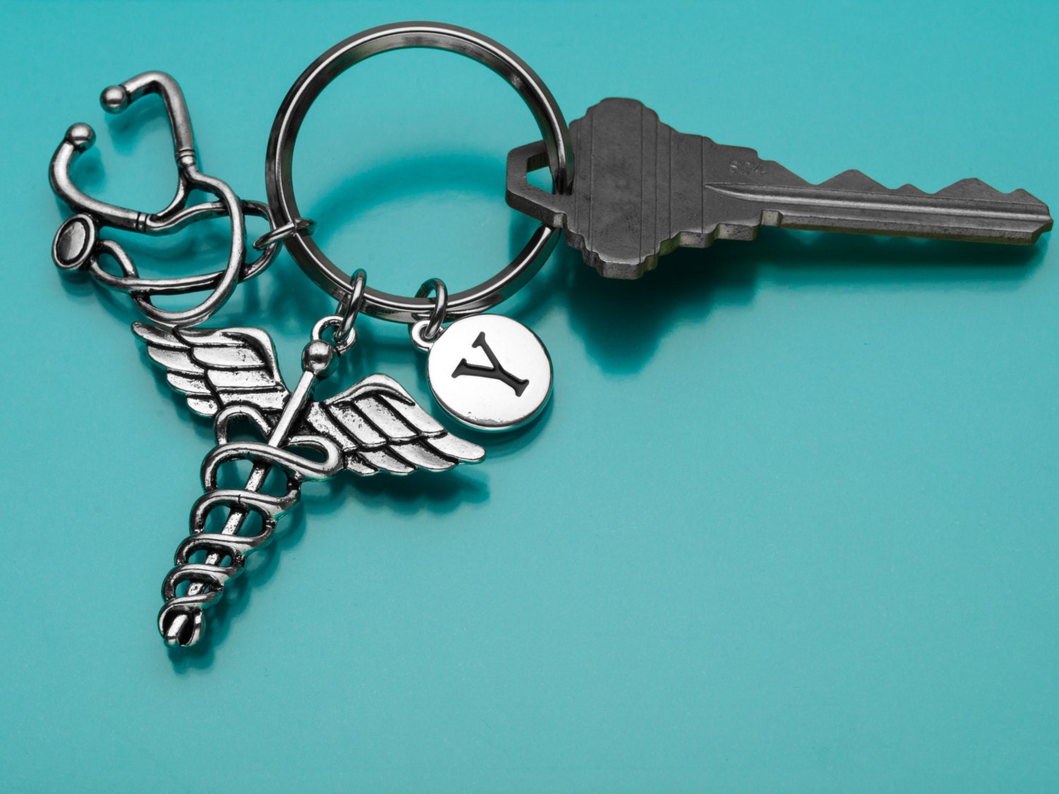 Doctor's Keychain Caduceus Keychain Stethoscope Key - Etsy