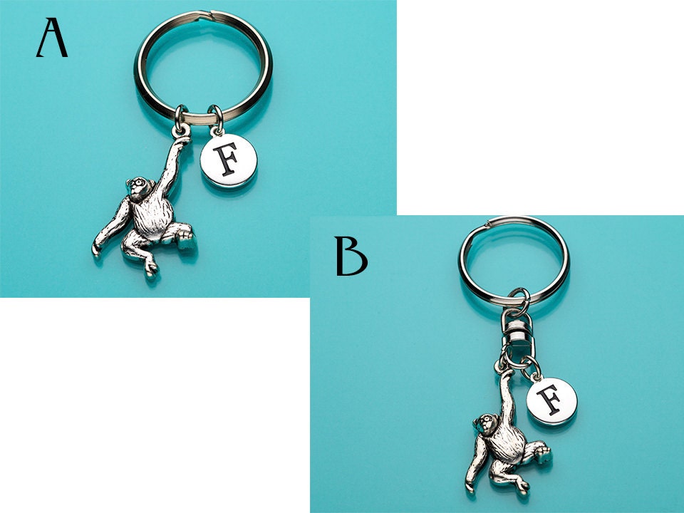 Monkey Keychain Monkey Charm Key Ring Chimpanzee Keychain - Etsy