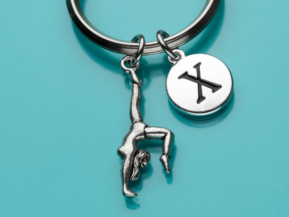 Gymnast Keychain Gymnast Key Ring Exercise Keychain Initial | Etsy