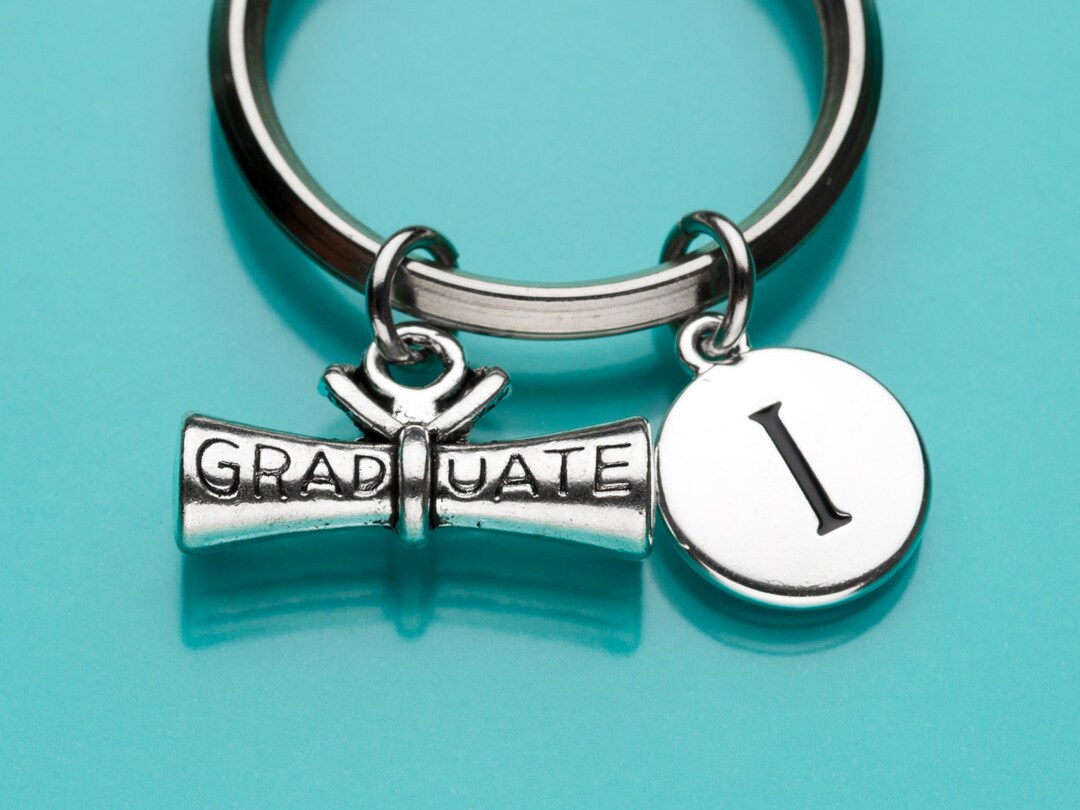 Graduation Diploma Keychain, Graduate Diploma Key Ring, Initial ...