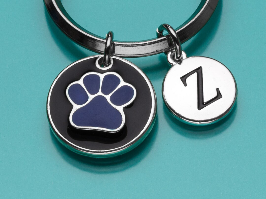 Dog Paw Print Keychain, Dog Pawprint Key Ring, Enamel Dog Charm ...