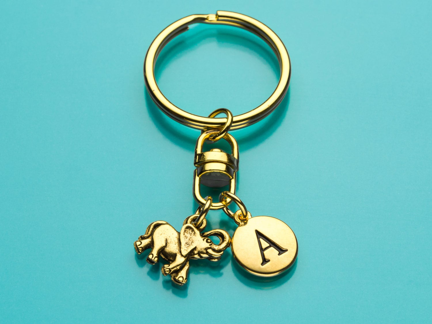 Elephant Keychain Gold Elephant Key Ring Jungle Animal - Etsy