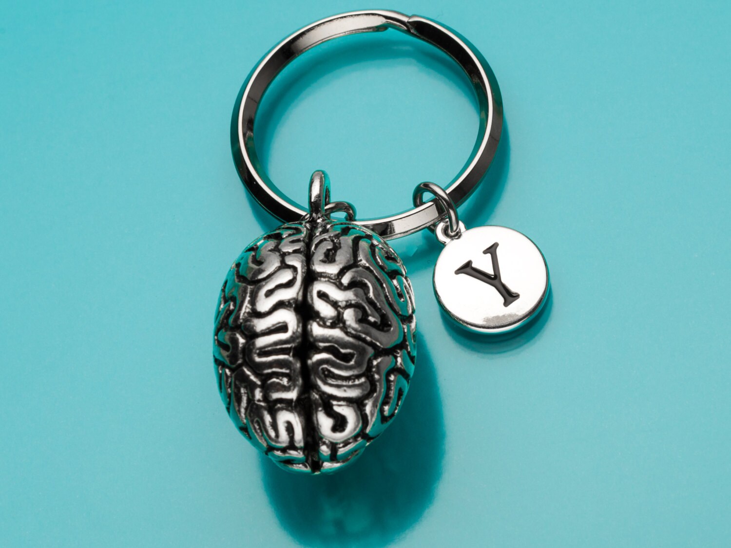 Anatomical Brain Keychain Anatomical Brain Key Ring Gray | Etsy