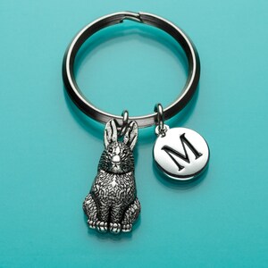 Bunny Rabbit Keychain, Bunny Rabbit Key Ring, Animal Charm, Initial ...