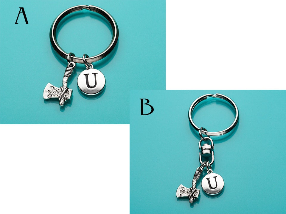 Hatchet Keychain, Hatchet Key Ring, Axe Charm, Tool Charm, Initial ...