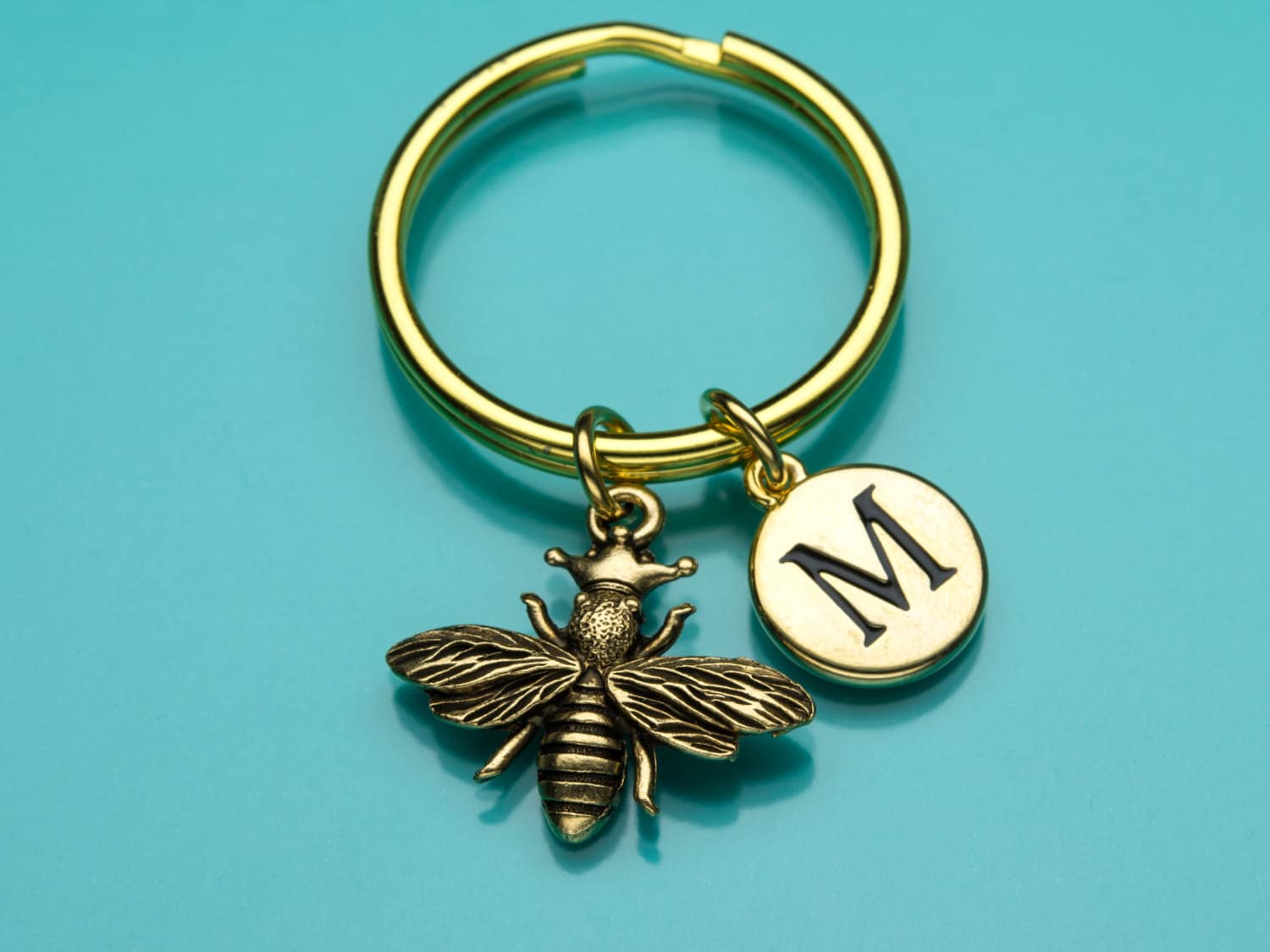 Queen Bee Keychain Gold Queen Bee Key Ring Bumble Bee Charm - Etsy UK