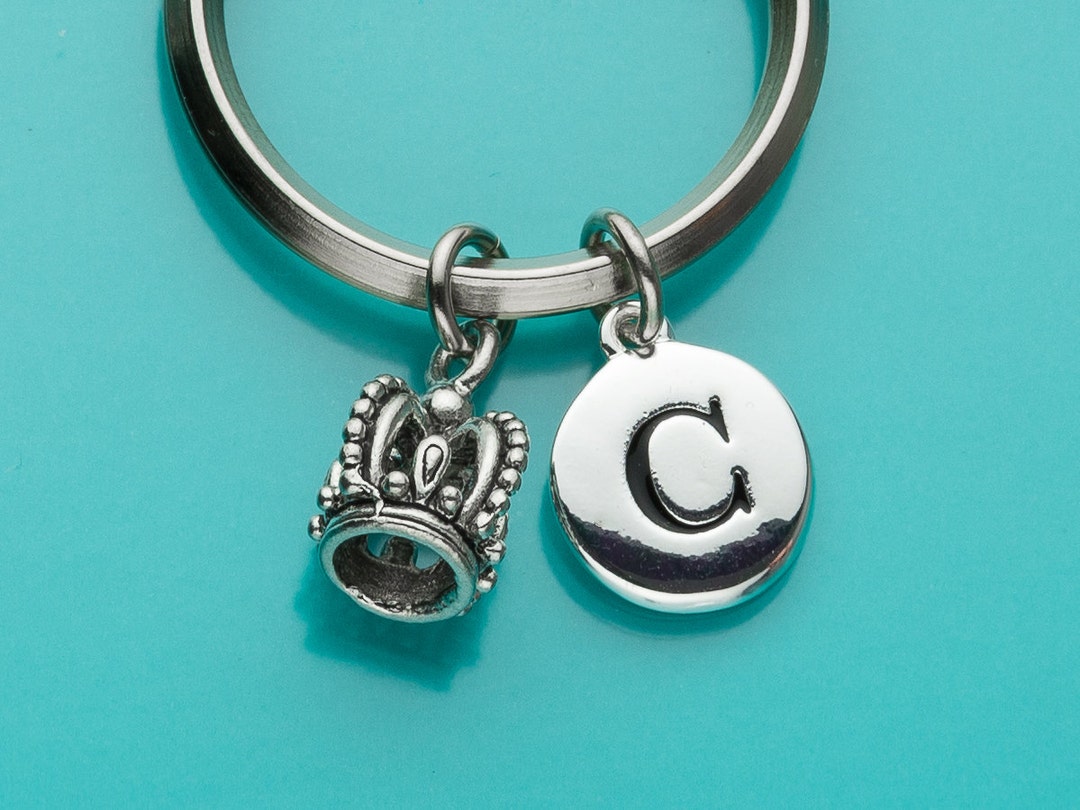Crown Keychain, Crown Key Ring, Initial Keychain, Personalized Keychain ...