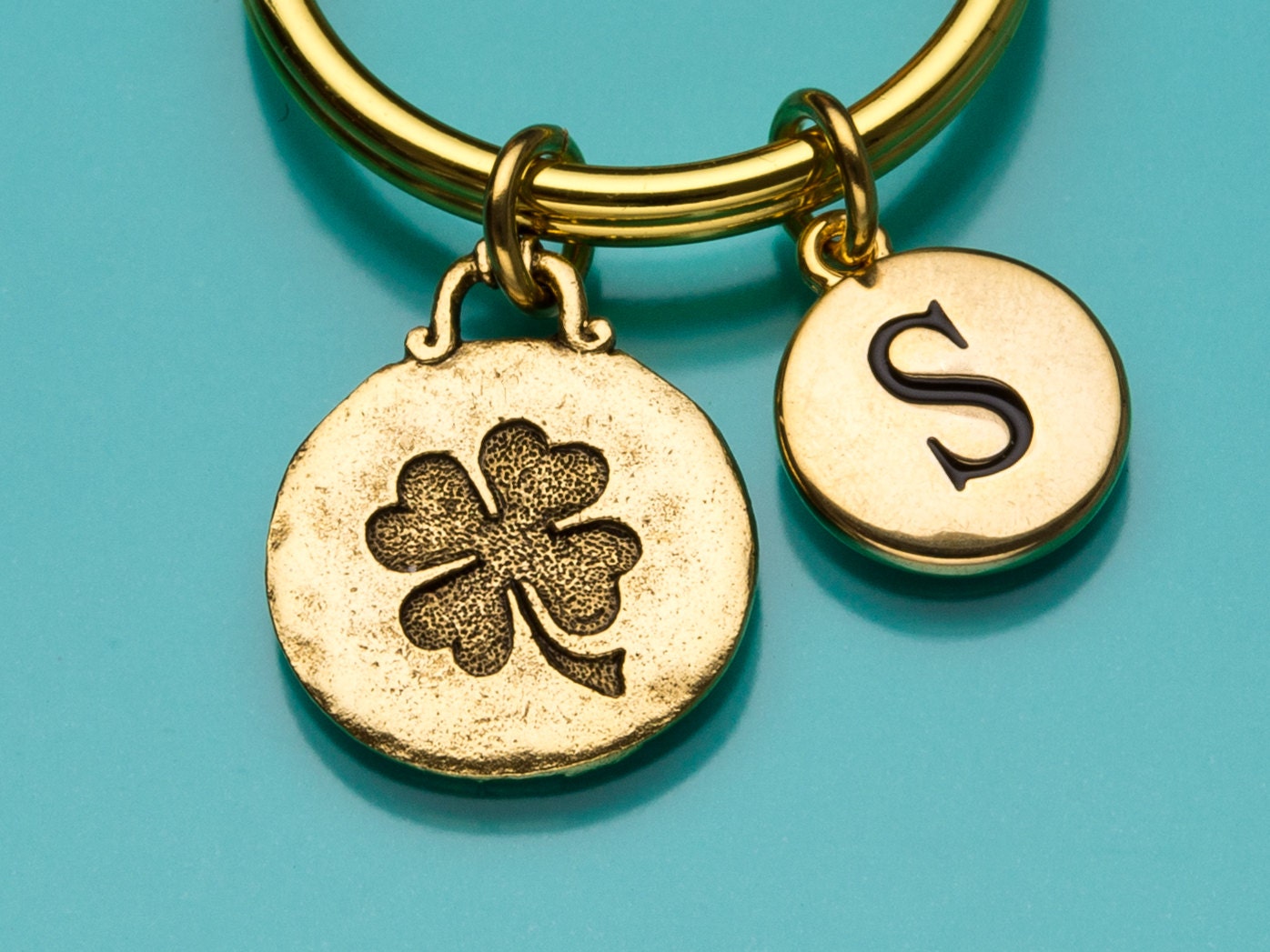 Shamrock Keychain Gold Shamrock Key Ring Four Leaf Clover - Etsy UK